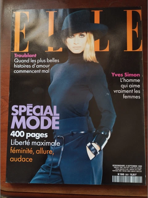 ELLE MAGAZINE 6/09/1999; Spécial Mode/ Yves Simon/ Marie Anne Chazel ...