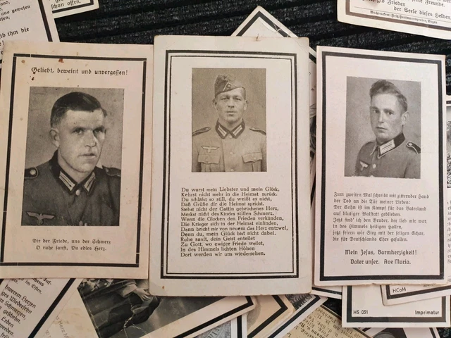 ORIGINAL GERMAN WW2 death Cards X 3 Various Rgts Places Sterbebild ...