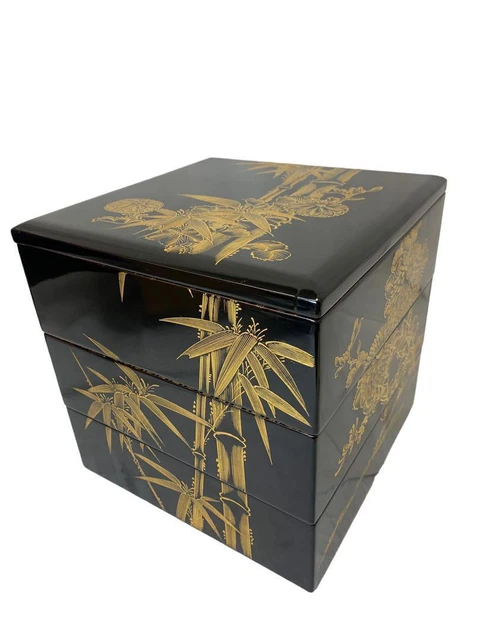 JAPANESE JUBAKO BOX Three-Tier Heavy , Lacquerware, Maki-E, Lacquer Art ...
