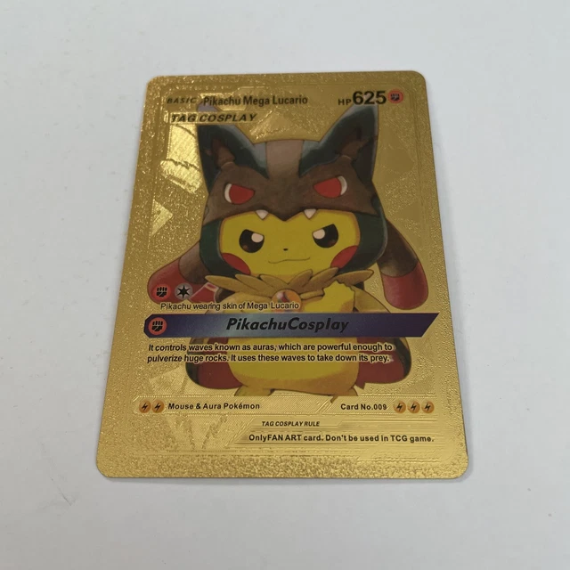 PIKACHU MEGA LUCARIO Cosplay Gold Foil Pokemon Card NEW £3.50 - PicClick UK