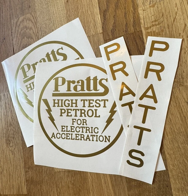 PRATTS ELECTRIC ACCELERATION Sticker Decal Set 2 Gallon Petrol Oil Fuel ...