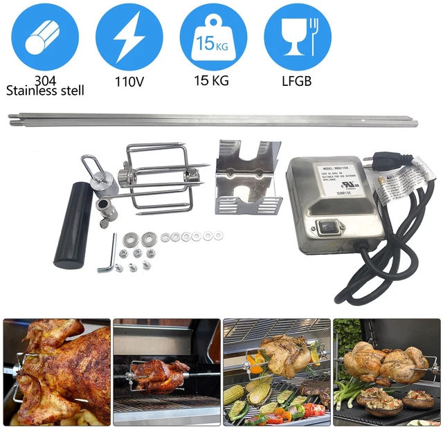 ELECTRIC ROTISSERIE BBQ Grill Roaster Spit Rod 4W Camping Chicken Pig ...