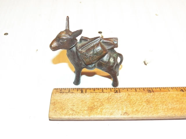 VINTAGE BRONZE BURRO Pack Mule Donkey Figurine w/ Nodding Head $10.99 ...