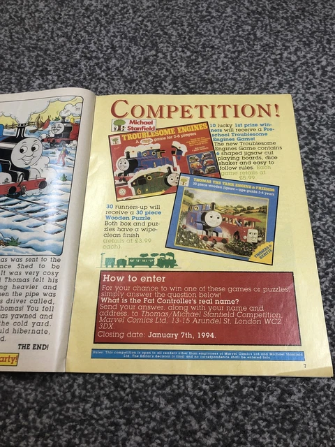 VINTAGE THOMAS THE Tank Engine & Friends Magazine Comic No 161 Marvel ...