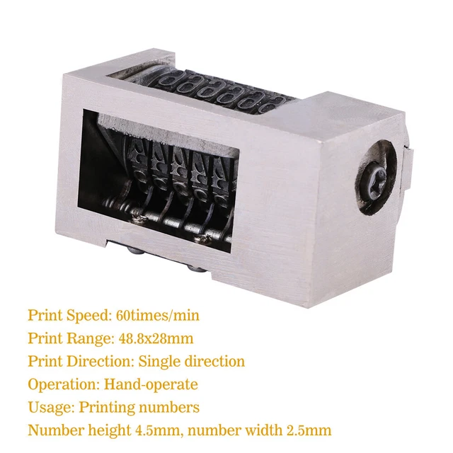 5PCS/SET 6 DIGITS Numbering Machine Platen Font Letterpress Printing ...