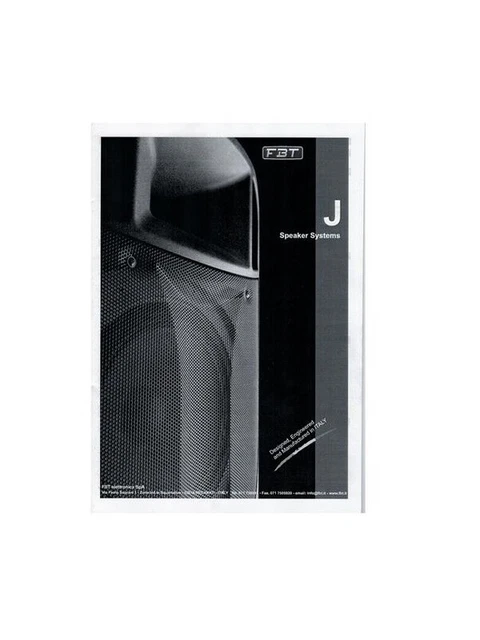 FBT SÉRIE J Baffle System Manuel En Italien,Anglais,Allemand,Français ...