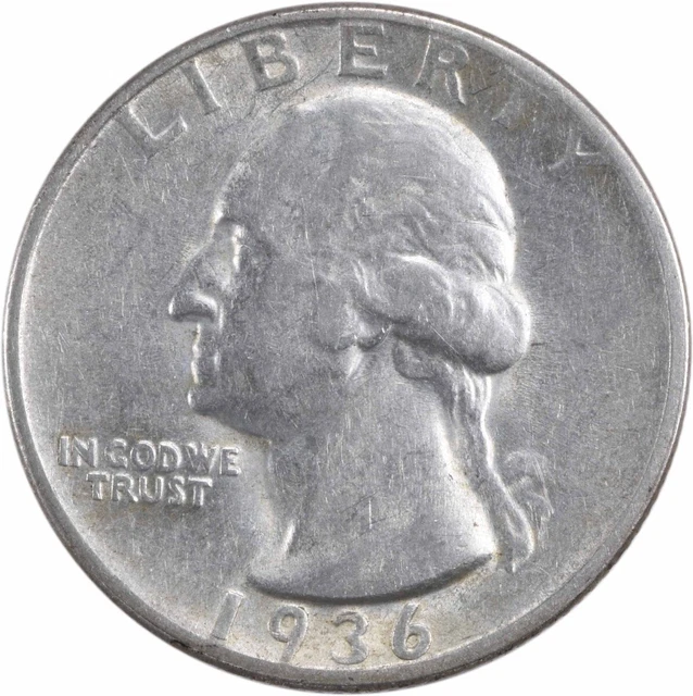 1936-D WASHINGTON SILVER Quarter AU non certifié #954 EUR 285,34 ...