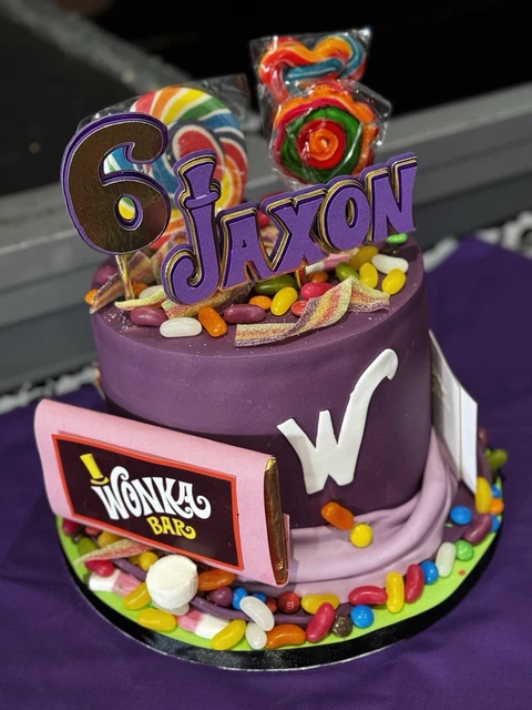WONKA INSPIRED 3D name & number Cake Topper Handmade chocolate theme £8 ...