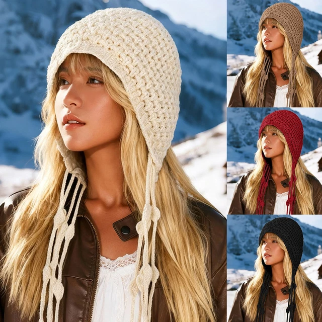 HAND KNITTED FRINGE For : Autumn/Winter Hat With Openwork Design For ...
