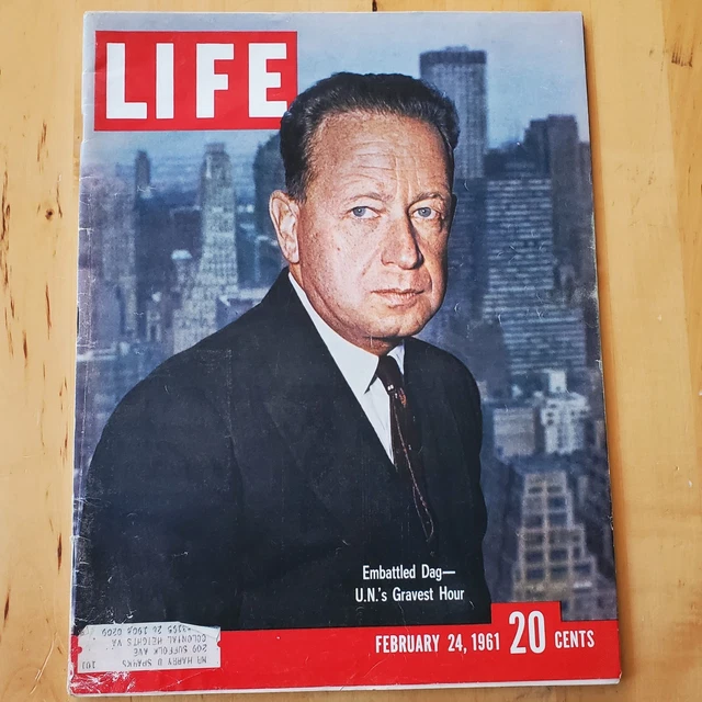 LIFE MAGAZINE FEBRUARY 24 1961 Dag Hammarskjold U.N., Eichmann, Vintage ...