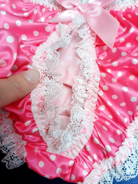 CUTE NAUGHTY OPEN Bottom Crotchless Spotty Sissy Satin Panties Knickers ...