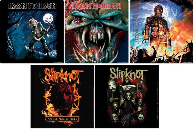 IRON MAIDEN / SLIPKNOT - OFFICIAL LOGO CORK COASTER wickerman come play ...