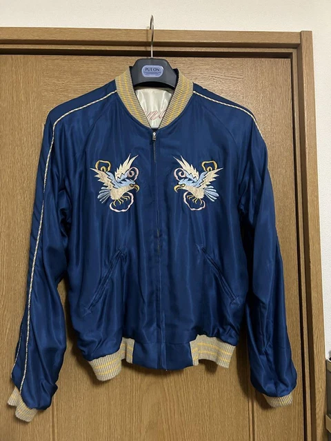 TAILOR TOYO REVERSIBLE Dragon Japan Map Skajian Acetate Blue Ivory M ...