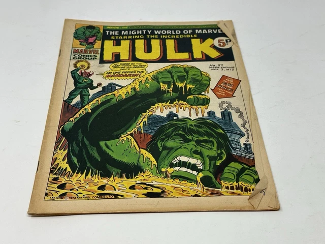 THE MIGHTY WORLD OF MARVEL Starring The Incredible Hulk #57 Nov 3 1973 ...
