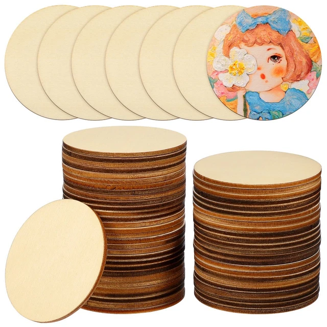 50PCS WOODEN DISCS Unfinished Round for Crafting and Home Decoration ...