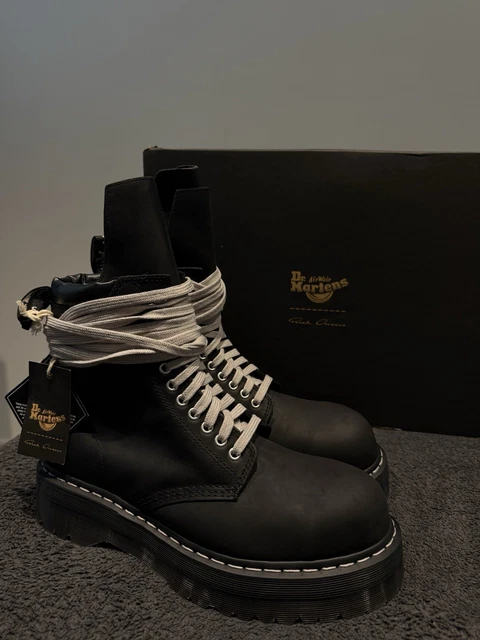 RICK OWENS X Doc Martins 1460 Leather quad sole Boots Size UK 10 EU 44 ...