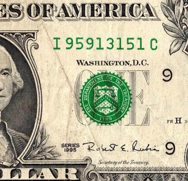 1995 SERIES OLD Note Fancy Serial Number One Dollar Bill $5.00 - PicClick