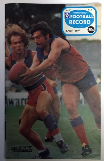 1978 APRIL 1 Richmond Tigers V Carlton Blues Vfl Footy Record $8.00 ...