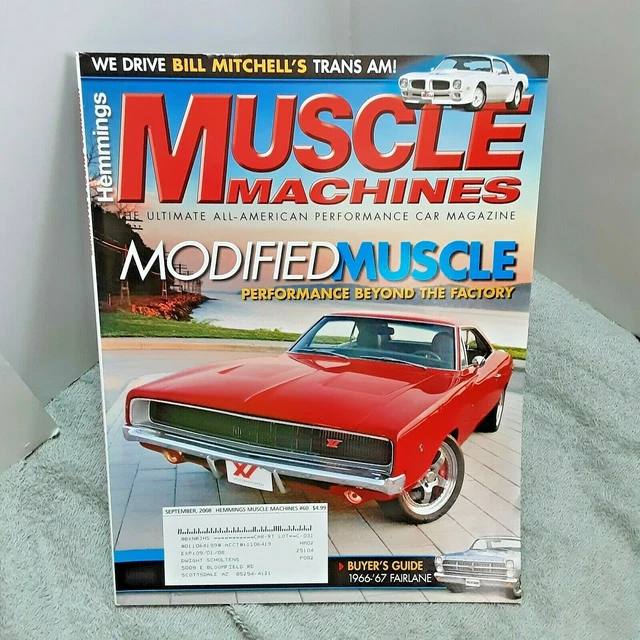 MUSCLE MACHINES MAGAZINE september 2008 Fairlane Trams Am Hemi Charger ...