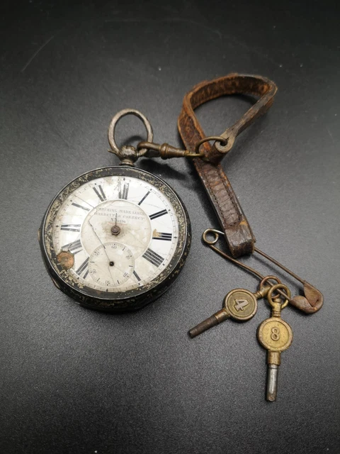 SILVER CASED POCKET Watch With Keys For Restoration Hallmarked £37.10 ...