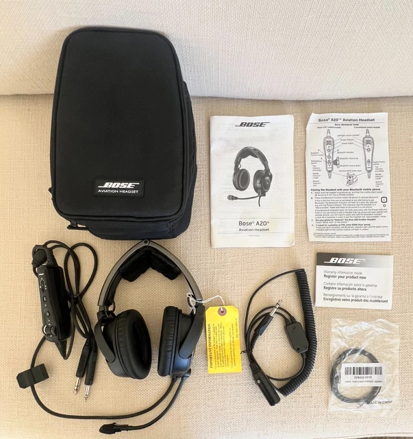 BOSE A20 AVIATION Headset with Bluetooth, Carrying Case, and Dual Plug ...