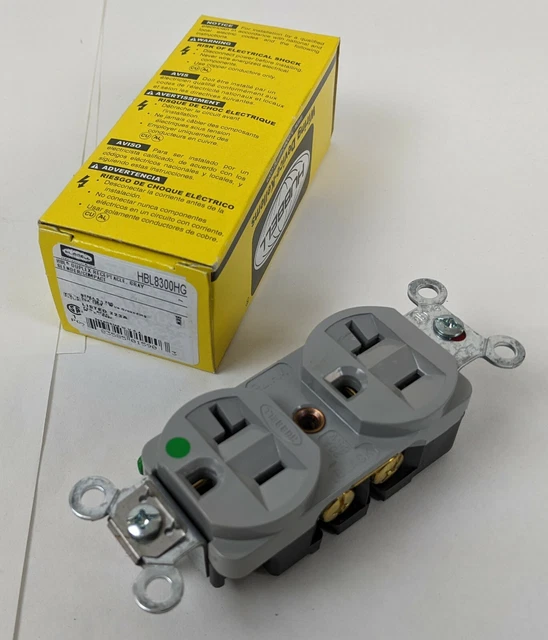 HUBBELL DUPLEX RECEPTACLE Gray 20amp 125V Heavy Use Hospital Grade ...