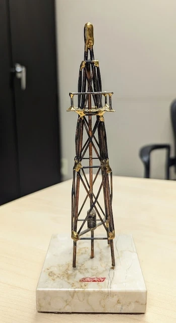 8& BRASS OIL Well Derrick Replica Sculpture on Marble Base $75.00 ...