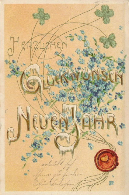 PRÄGE-GLÜCKWUNSCHKARTE HERZLICHEN GLÜCKWUNSCH Neujahr (AA39) (4) EUR 5,50 - PicClick DE