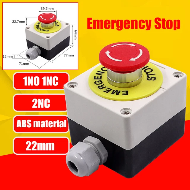 RED SIGN MUSHROOM Emergency Stop Push Button Switch Station Latching 1NO 1NC/2NC $12.71 ...