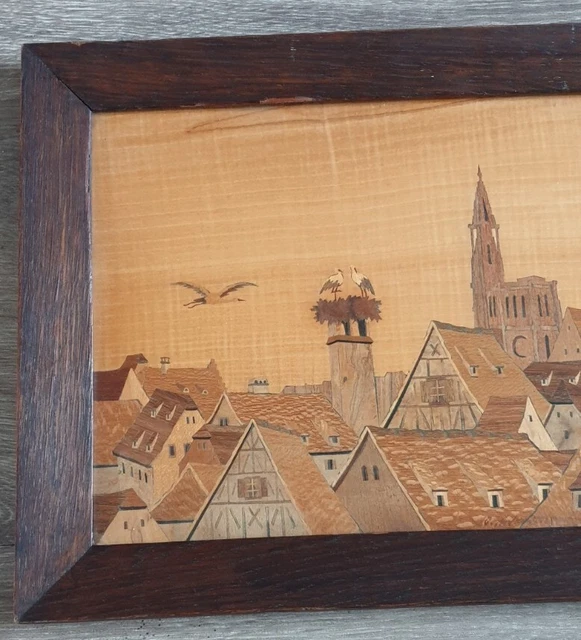 JOSEPH AUFDERBRUCK TABLEAU Marqueterie Strasbourg Cygognes No Spindler ...