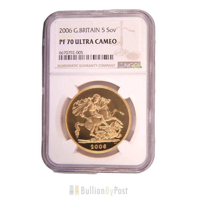 2006 - GOLD £5 Proof Coin (Quintuple Sovereign) NGC PF70 £3,245.06 ...