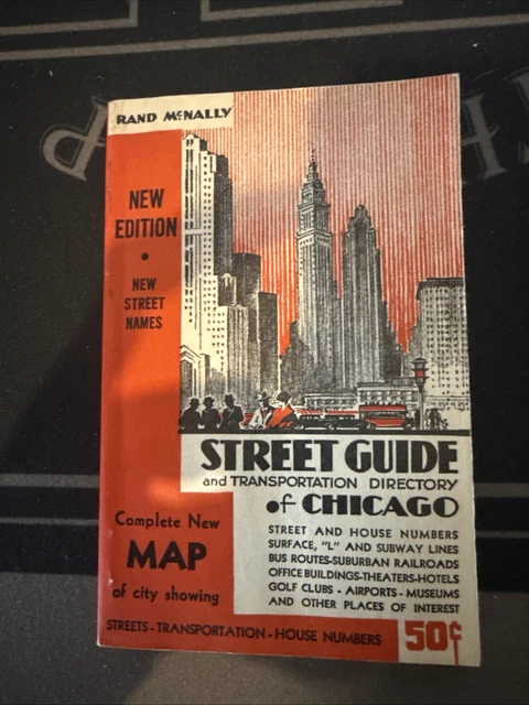VINTAGE CHICAGO STREET Guide 1947 Map City RAND McNALLY Transportation ...