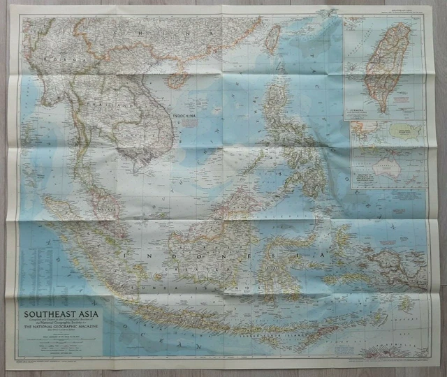 NATIONAL GEOGRAPHIC MAP of Southeast Asia. (Sept, 1955) EUR 14,85 ...