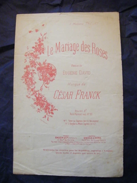 & SPARTITO MATRIMONIO Rose Eugene David César Franck Music Sheet " EUR ...
