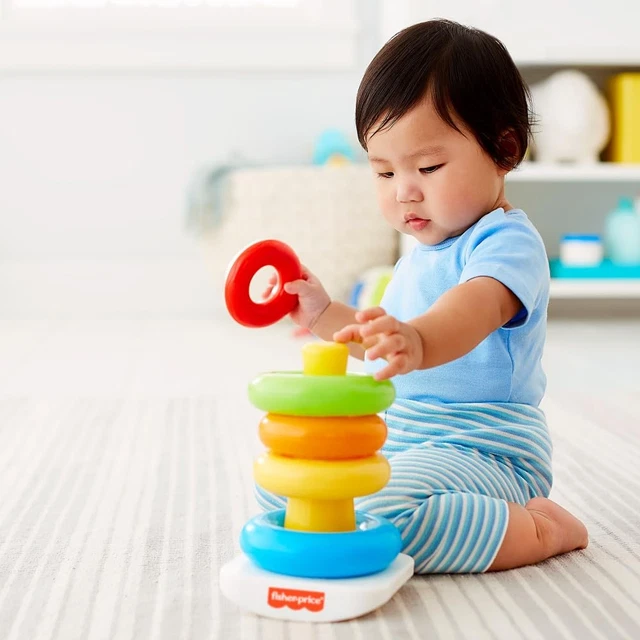 FISHER PRICE BABY Stacking Toy Rock a Stack Roly Poly Base with 5 ...