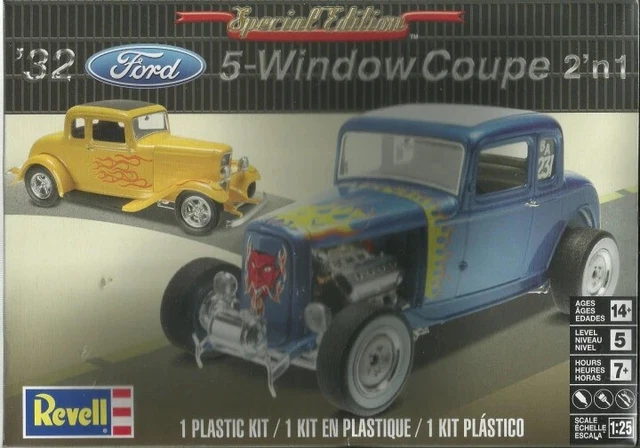 1932 FORD 5-WINDOW Coupe Revell 1:25 Scale 2-N-1 Plastic Model Car Kit ...