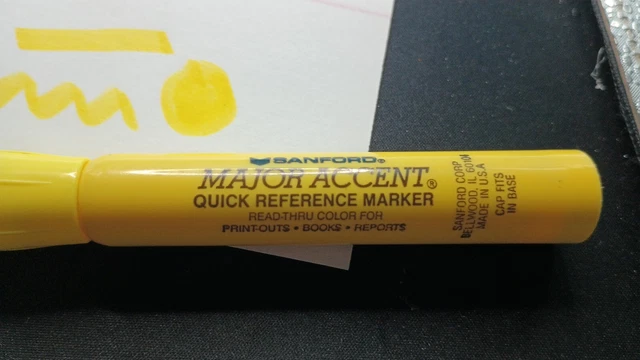 VINTAGE SANFORD MAJOR Accent Highlighter 1 Marker Pen Yellow £4.73 ...