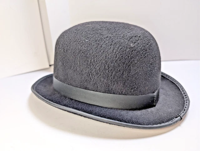 BLACK BOWLER DERBY Hat Felt Adult Classic Victorian Steampunk Costume £ ...