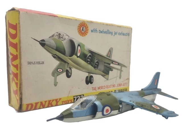 VINTAGE DINKY 722 Military Hawker Harrier Jump Jet Diecast Model Toy ...