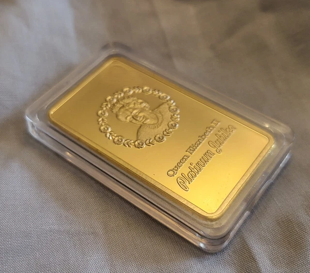 QUEEN ELIZABETH II Gold Bar Platinum Jubilee ingot Royal Family King ...