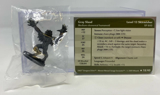 DUNGEONS & DRAGONS Miniatures - Gray Slaad 18/40 (2009) WotC (With Card ...