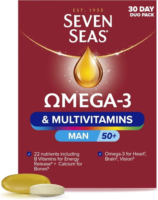 OMEGA-3 AND MULTIVITAMINS Man 50Plus, 30-Day Duo Pack, with B Vitamins ...