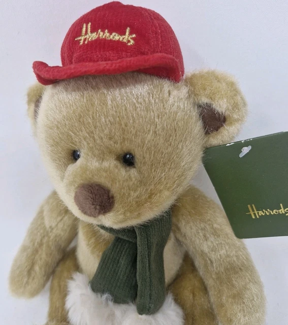 HARRODS PLUSH GOLDEN Teddy Bear with Harrods Red Hed and Green Scarf ...