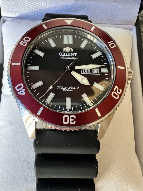 ORIENT KANO AUTOMATIC Diver Black Dial Red Bezel Men's Watch RA ...