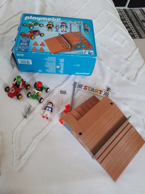 PLAYMOBIL CITY LIFE Racing Car Driving Set Ramp Cones Flag Boxed Xmas ...