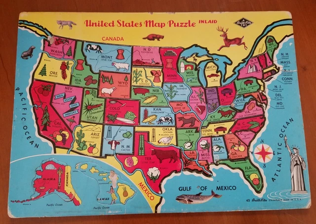 VINTAGE BUILT-RITE STA-N-PLACE United States Map Puzzle £11.81 ...
