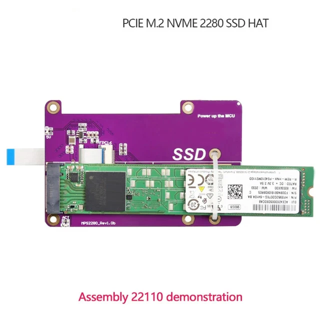 PCIE M.2 NVME 2280 2230 2242 Gen3 SSD HAT Expansion Board+Case for 5 ...