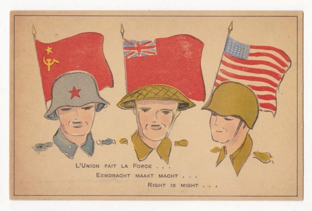 WW2 COMIC PC -"RIGHT is MIGHT" ALLIED SOLDIERS & FLAGS: Britain, USA ...