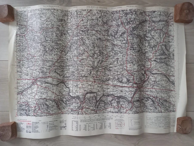 CARTE D'ÉTAT MAJOR WW2 Army Map Service 1944 - Sainte Foy la Grande EUR ...