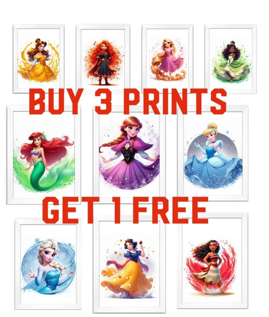 DISNEY PRINCESS WALL prints-A4 Size-Can be personalised on request ...